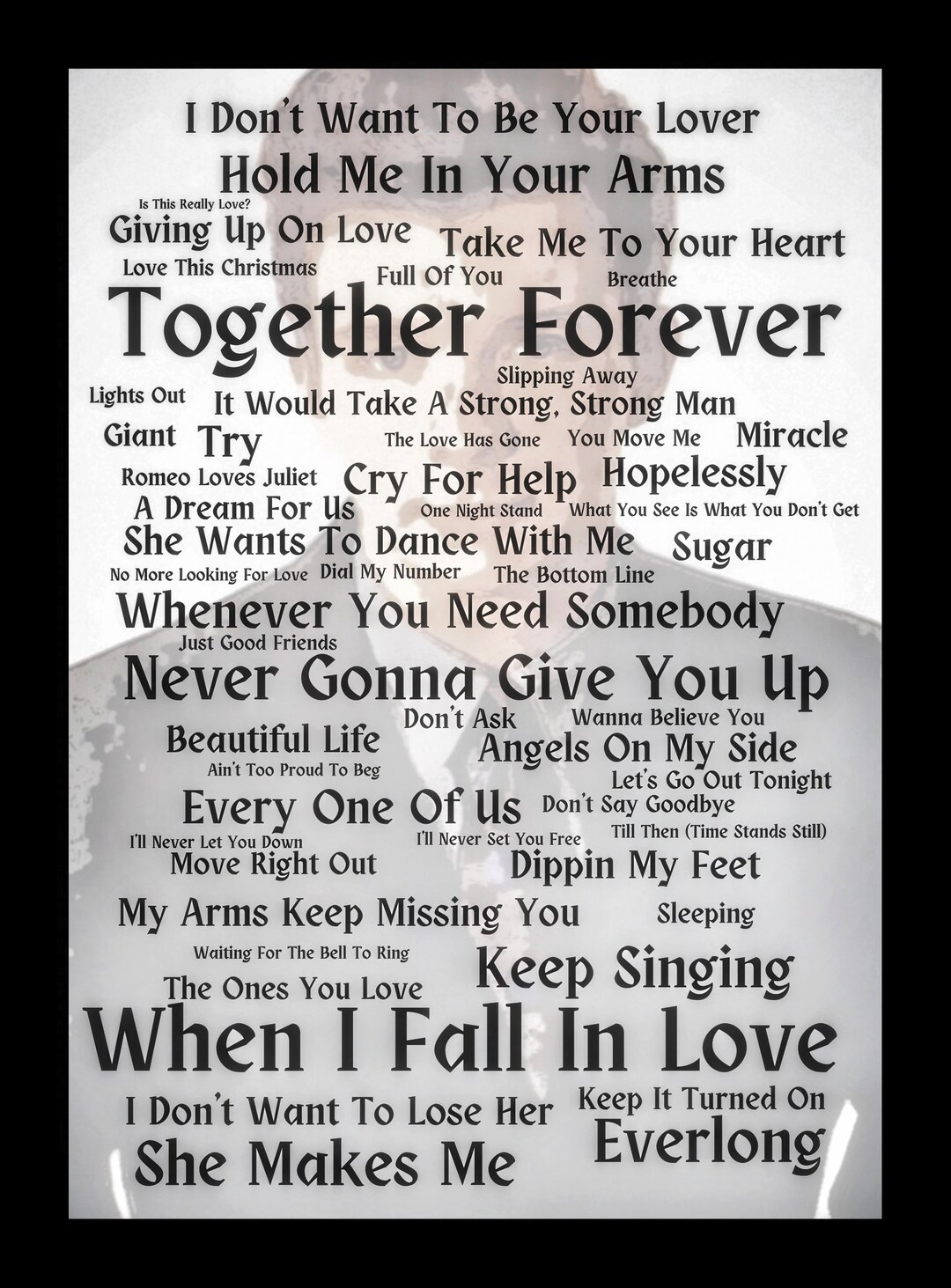 Rick Astley Song Titles A4 Glossy Poster - Etsy