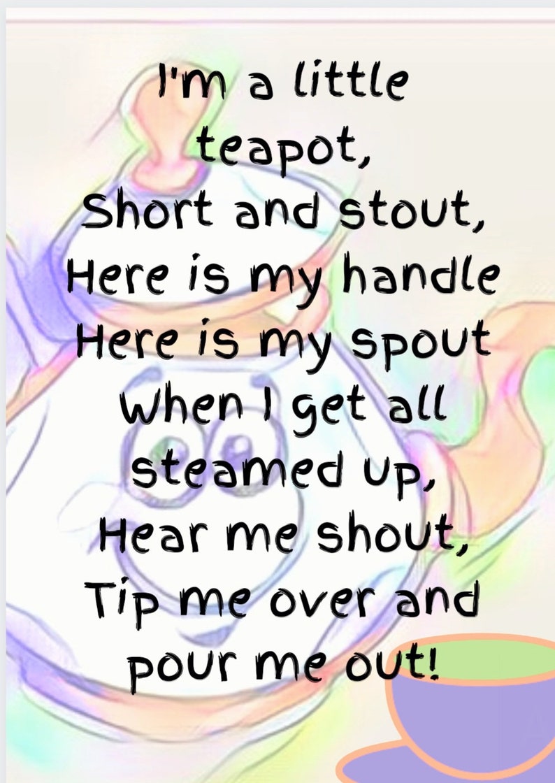 I'm A Little Teapot Nursery Rhyme A4 Glossy Poster - Etsy