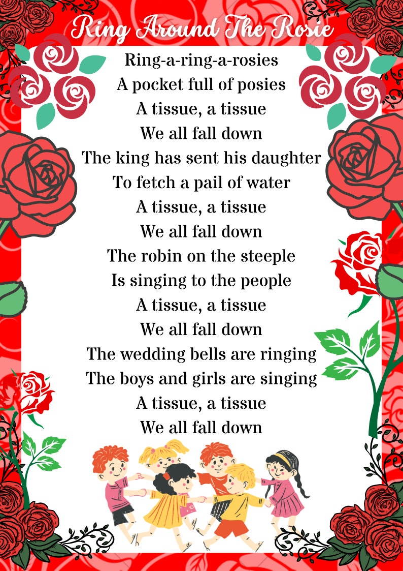 Ring Around the Rosie Nursery Rhyme A4 Glossy Poster - Etsy