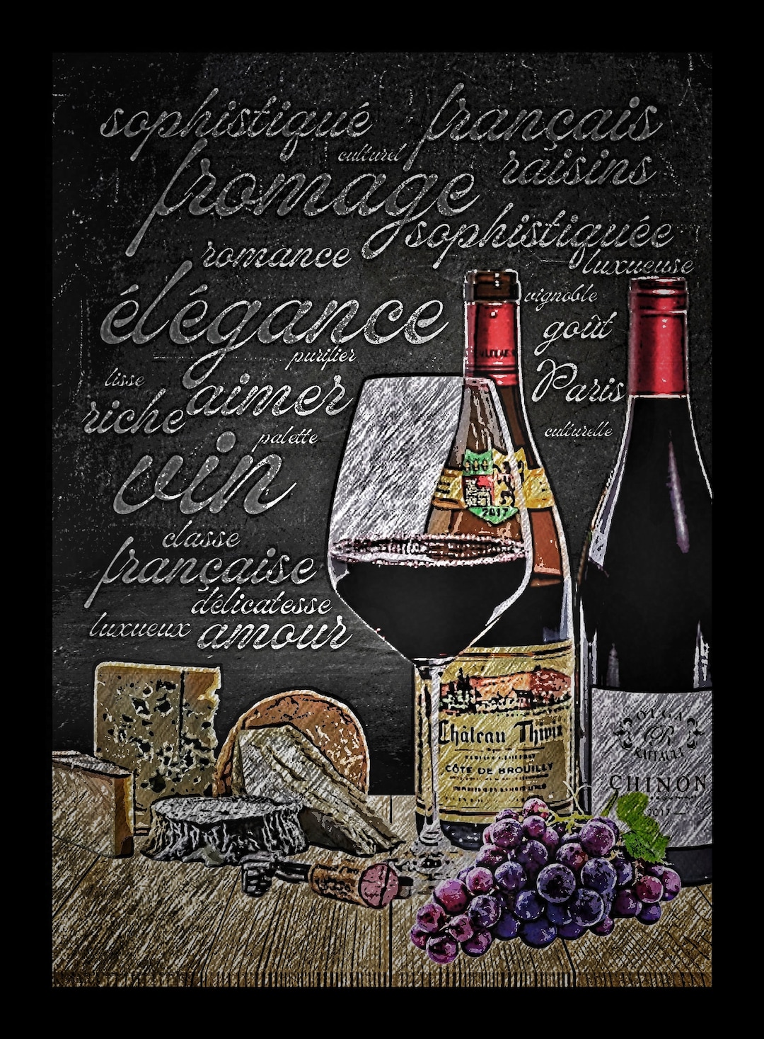 French Style A4 Glossy Poster - Etsy