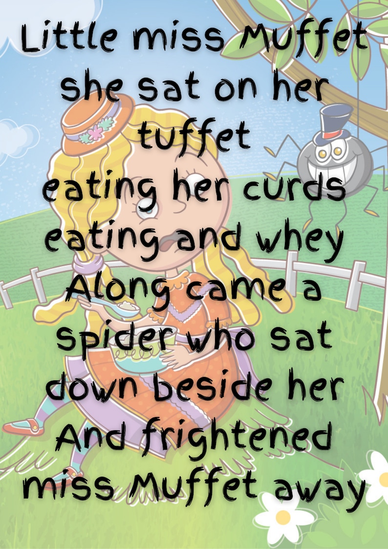 Little Miss Muffet Nursery Rhyme A4 Glossy Poster - Etsy