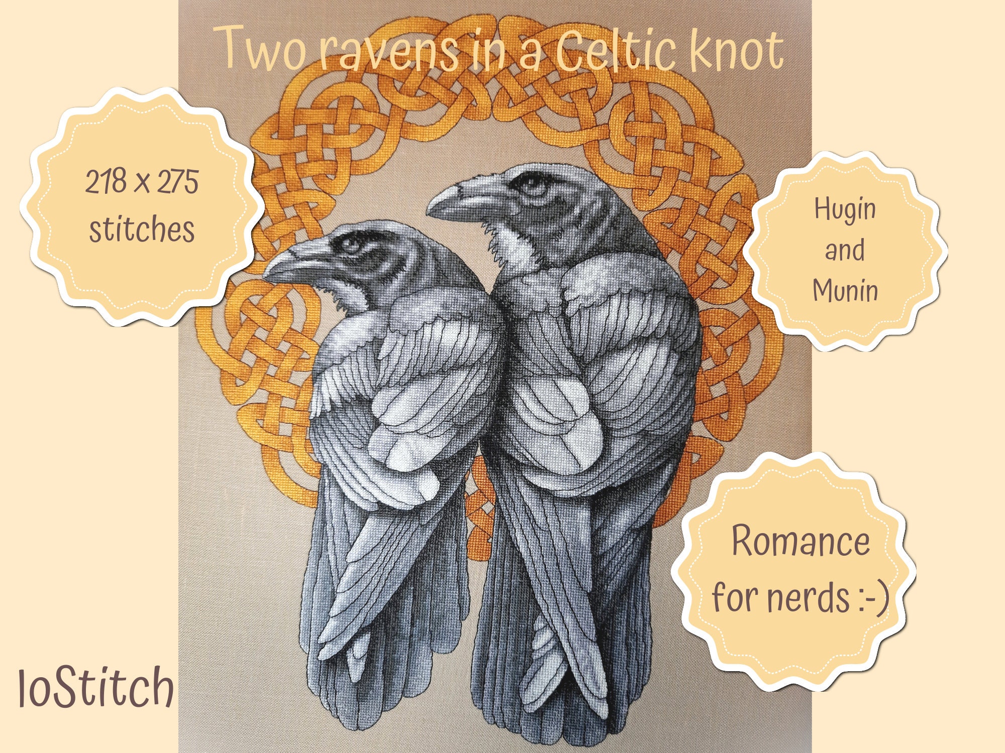 Ravens in a Celtic Knot Cross Stitch Pattern PDF, Xsd/saga - Etsy