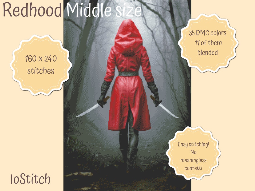 Emancipated Redhood Middle Size Cross Stitch Pattern PDF, Pattern ...