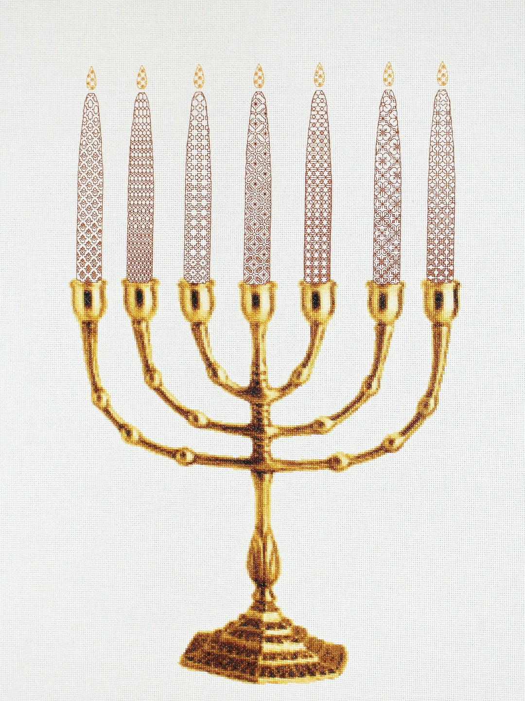 Menorah Cross Stitch and Black Work Pattern PDF, Pdf/saga - Etsy