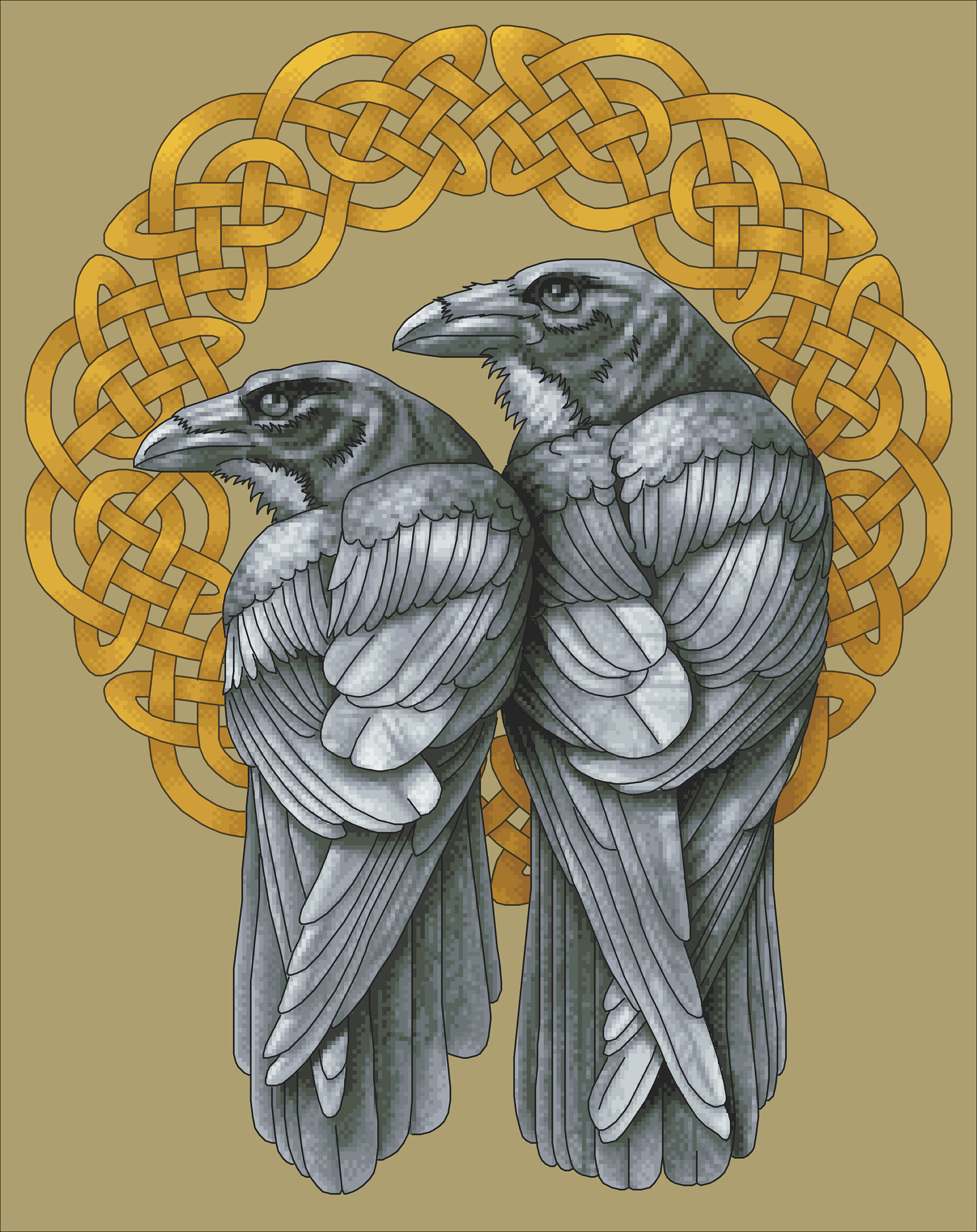 Ravens in a Celtic Knot Cross Stitch Pattern PDF, Xsd/saga - Etsy