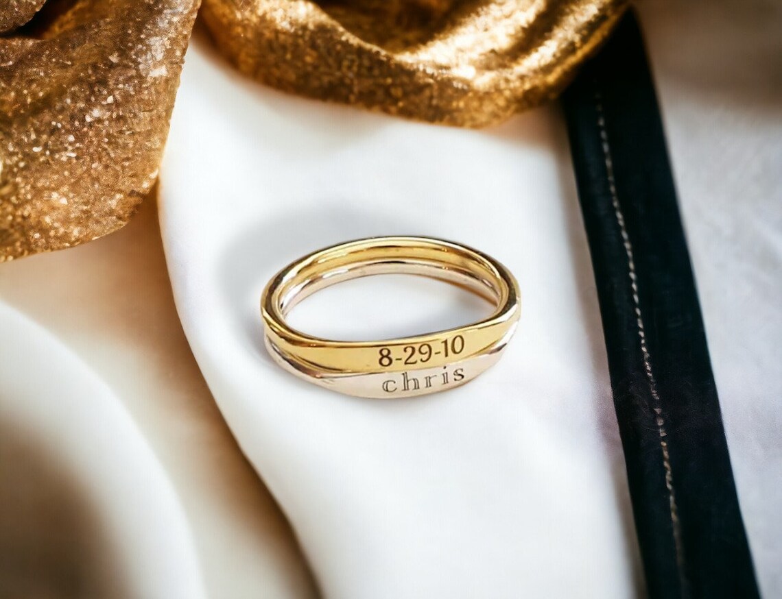 Custom Delicate Name Ring Custom Stacking Rings Skinny Custom Ring ...