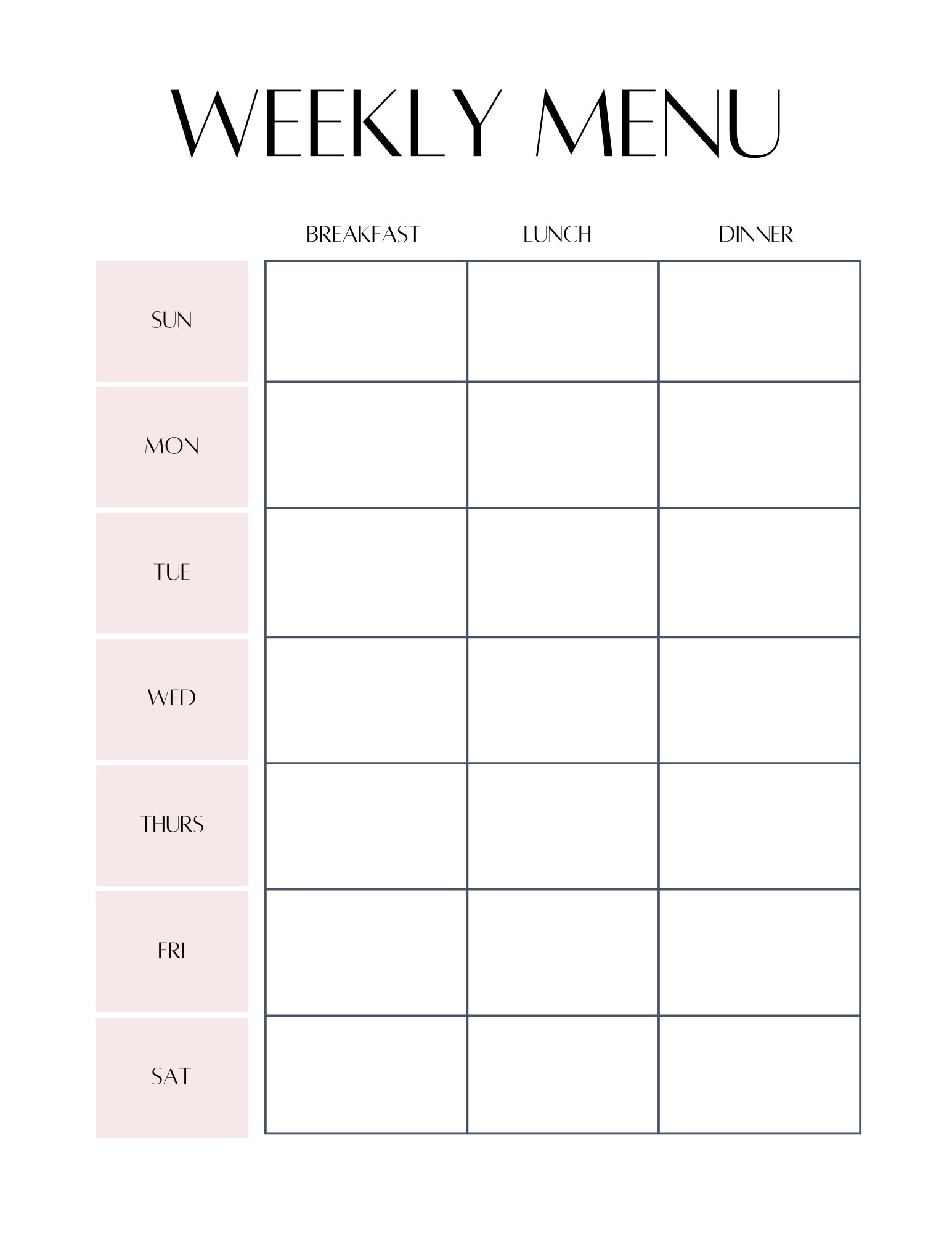 Simple Weekly Menu Planner - Etsy
