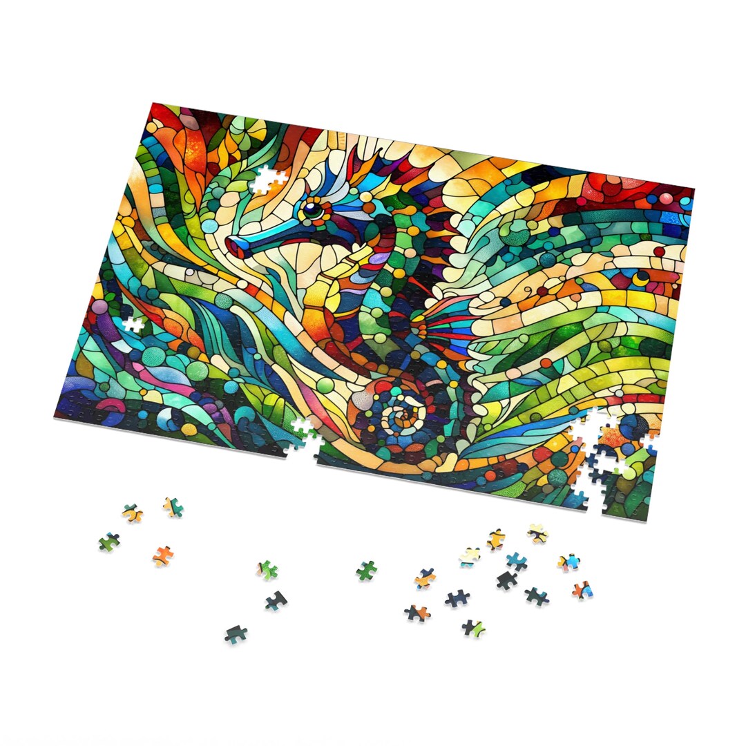 Seahorse Mosaic 1000 Pieces Puzzle, Ocean Jigsaw Puzzle, Animal Puzzle ...