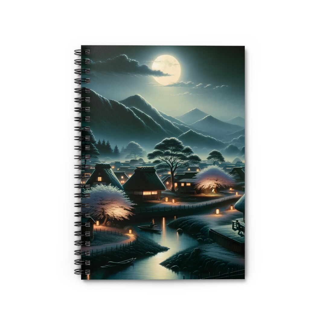 Ancient Japan Night Spiral Notebook, Japanese Themed Journal, Travel ...