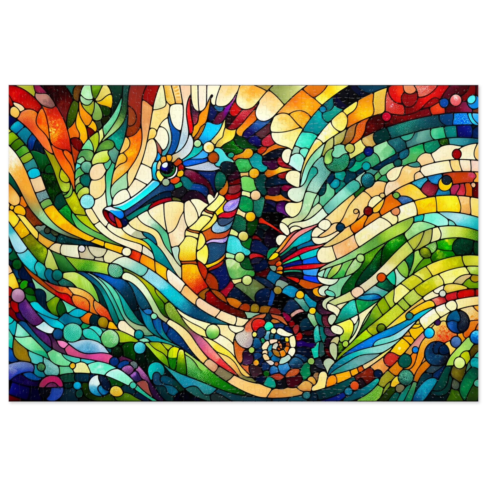 Seahorse Mosaic 1000 Pieces Puzzle, Ocean Jigsaw Puzzle, Animal Puzzle ...