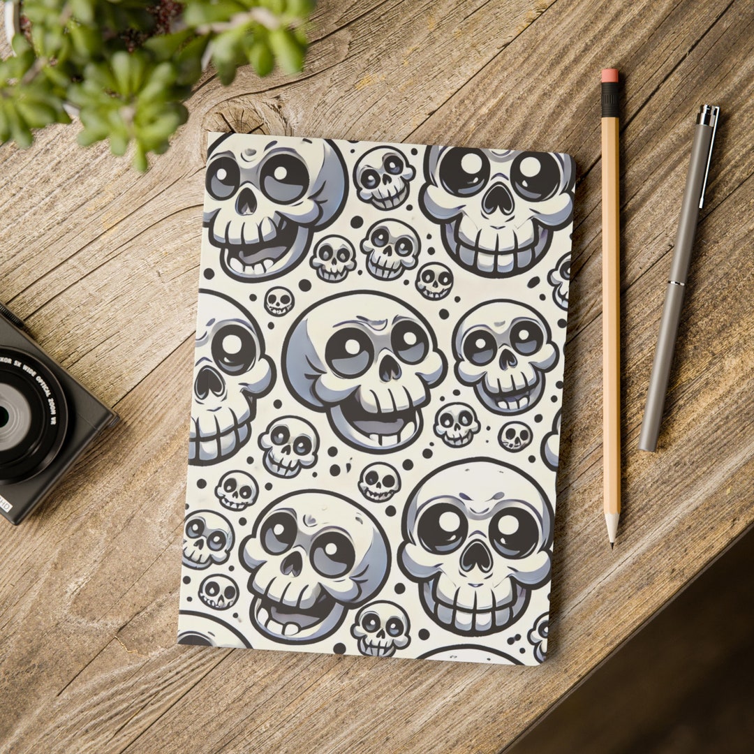 Cartoon Skull Softcover Journal 5x7, Gothic Diary, Creepy Notebook ...