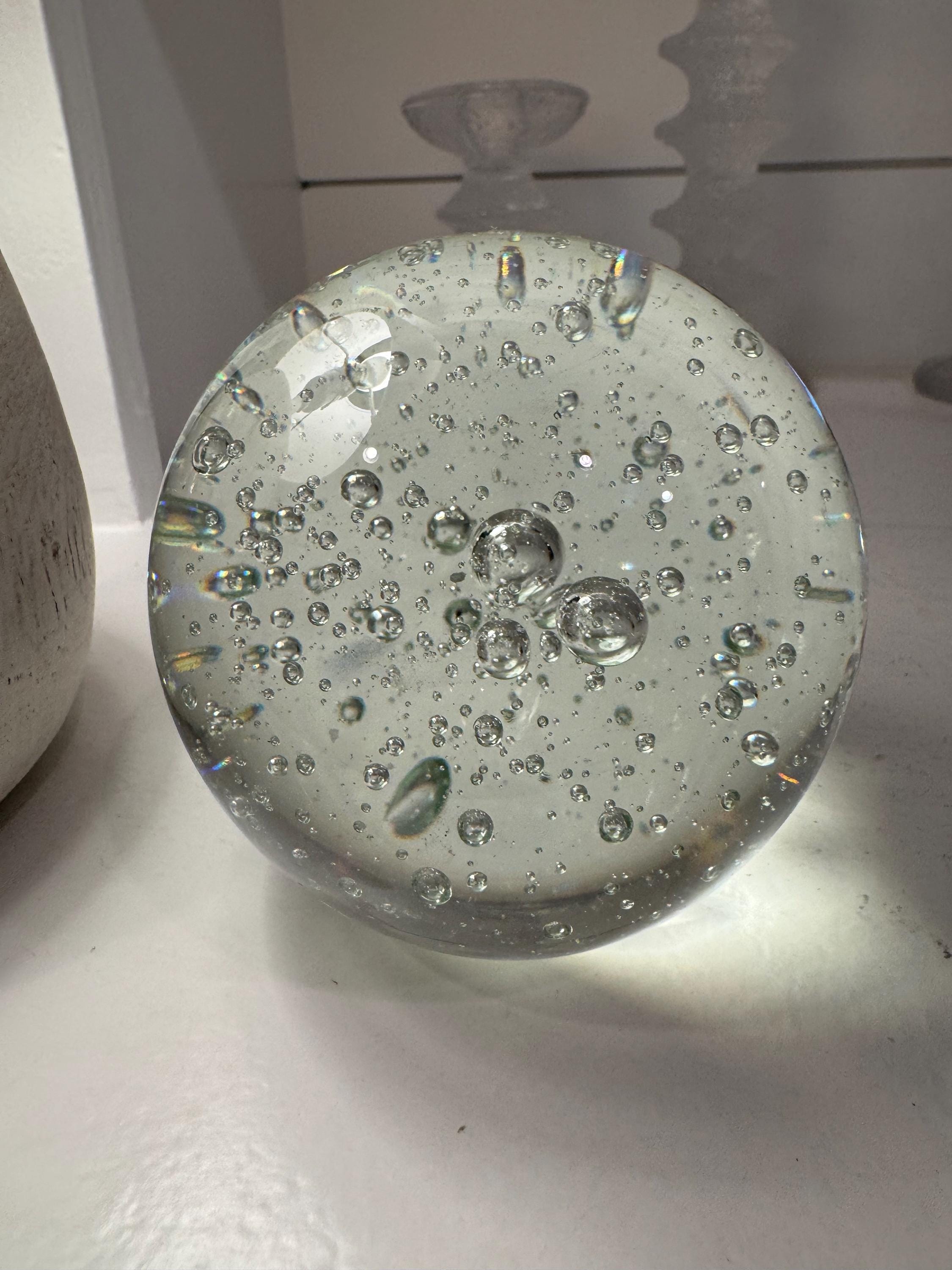 Midcentury Clear Glass Bubble Paperweight - Etsy