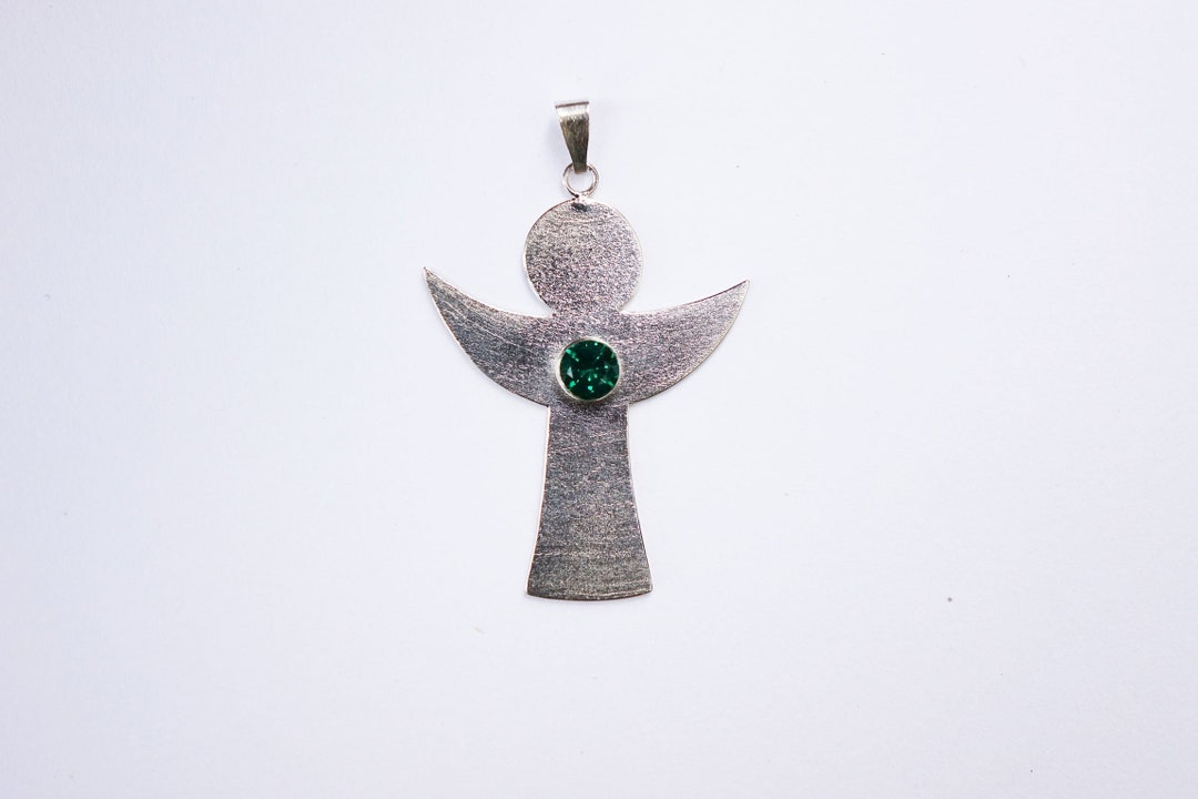 Silver Angel forest With Green Topaz - Etsy