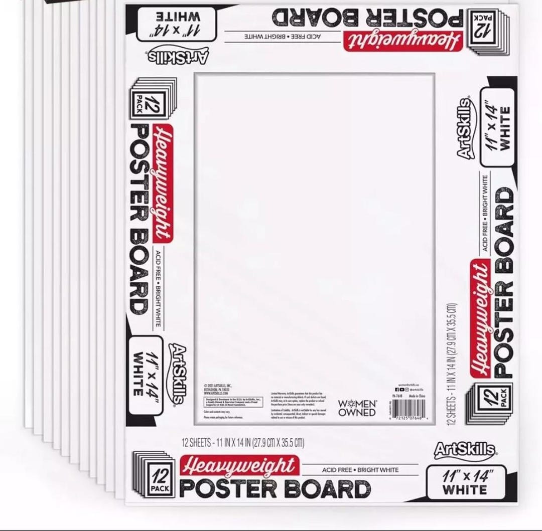 11” X 14” Poster Board, Heavyweight White Poster Boards for Vision ...