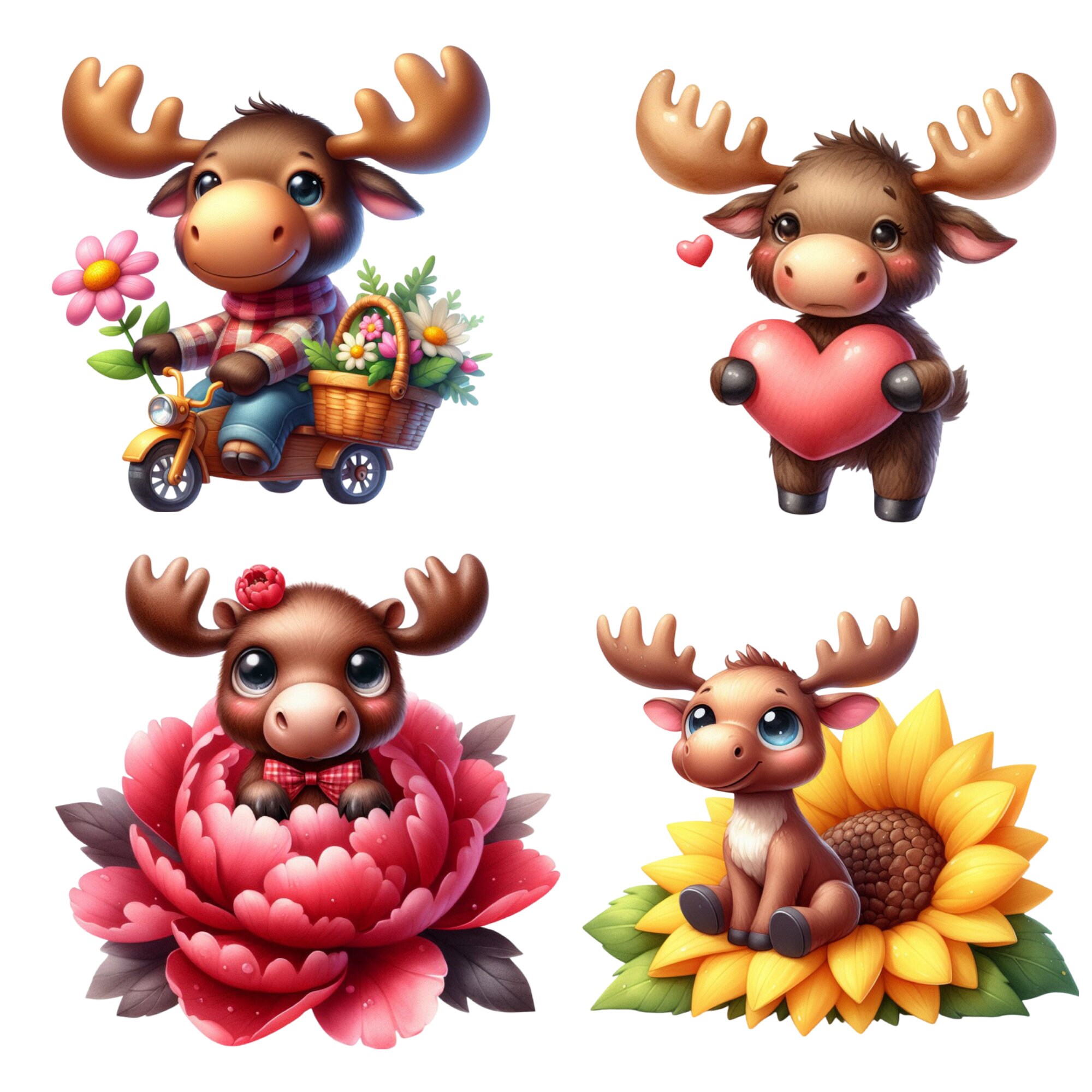 Cute Baby Moose Clipart Instant Digital Download - Etsy