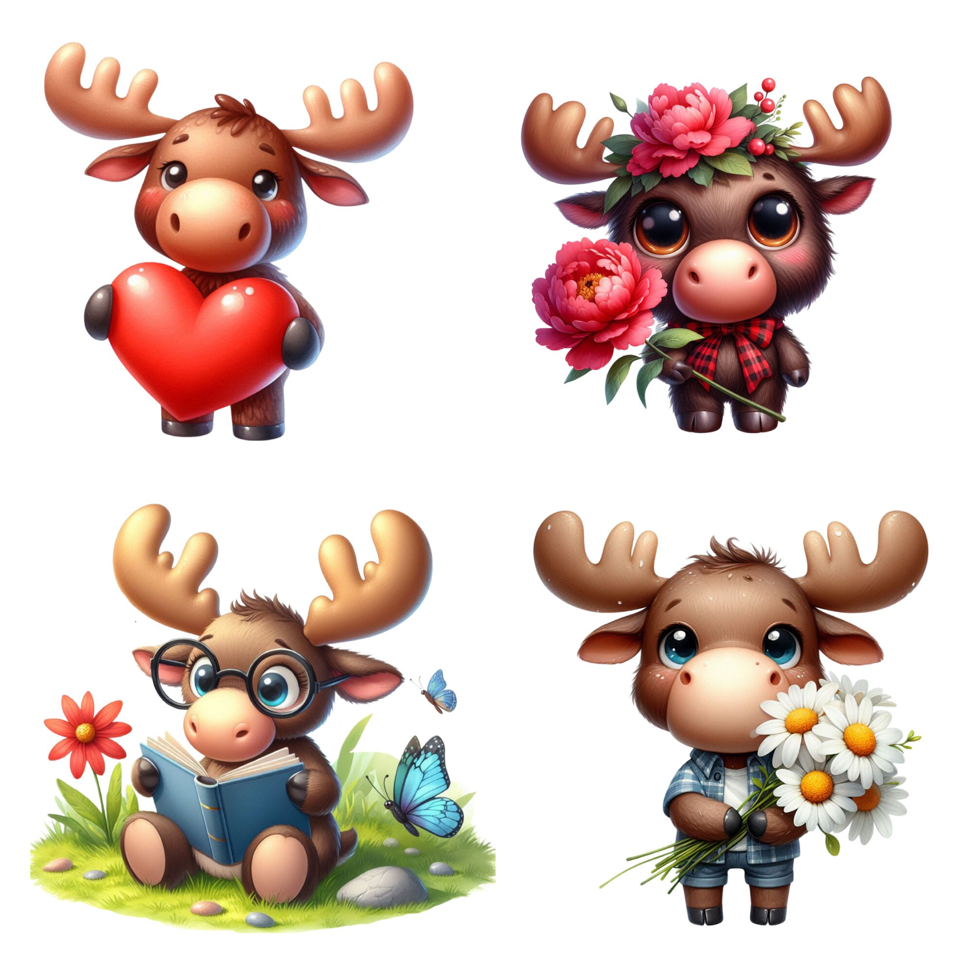 Cute Baby Moose Clipart Instant Digital Download - Etsy