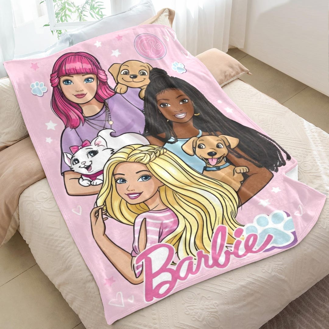 Barbie Girl Blanket Gift, Cozy up With the Classic Barbie Blanket Gift ...