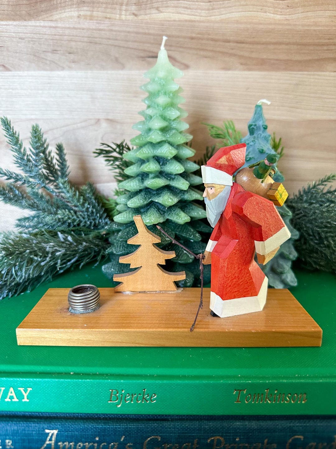 Vintage Erzgebirge Emil Helbig Hand Carved Germany Santa Incense Burner ...