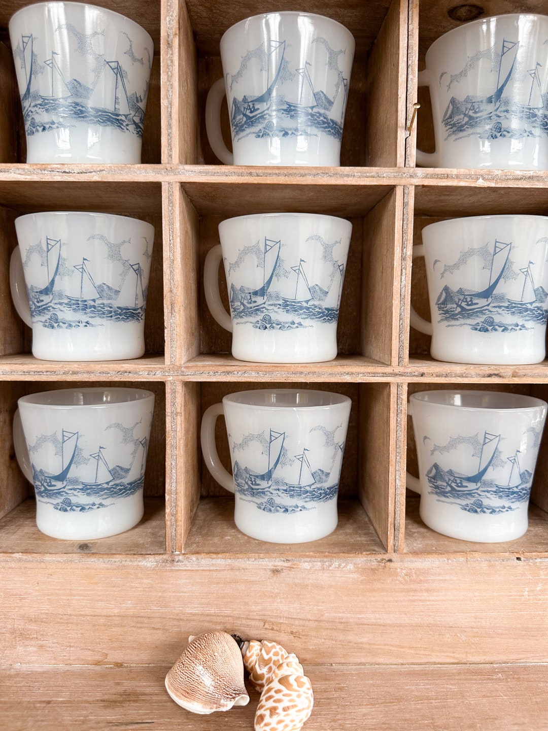 Set of 9 Nautical Vintage Coffee Mugs GLASBAKE Mid-century Coffee Mugs ...