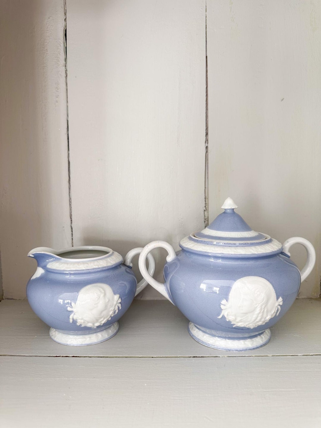 Vintage Musterschutz Periwinkle French Blue and White Sugar Bowl and ...