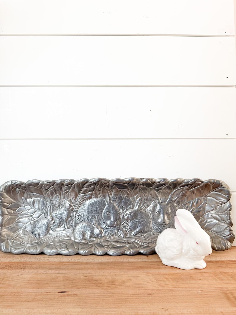 Vintage 1990 Arthur Court Designs Bunny Long Rectangular Tray, Sand ...