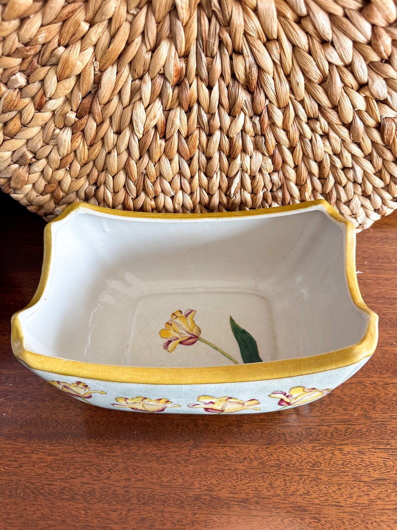 Vintage Ceramic Jardinière Botanical Planter Decorated With Pink and ...