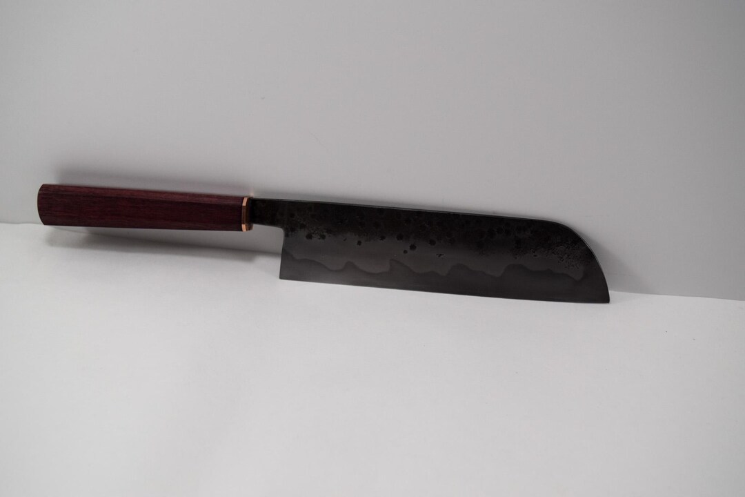 Santoku 180mm Mid Size Knife 1095 Hamon Differential Heat Treatment ...