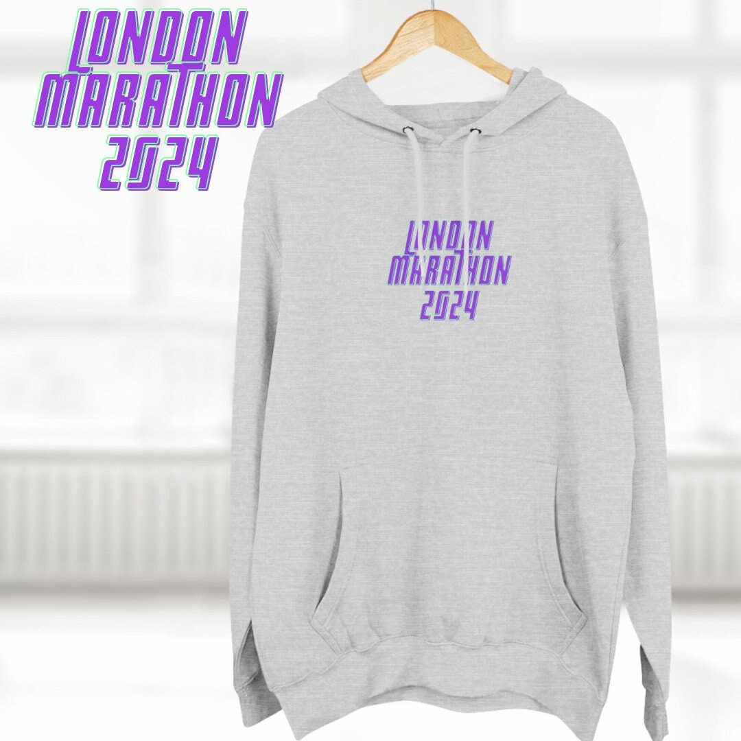 London Marathon Fleece Hoodie, 2024 Runners Apparel Hooded Jumper, Gift ...