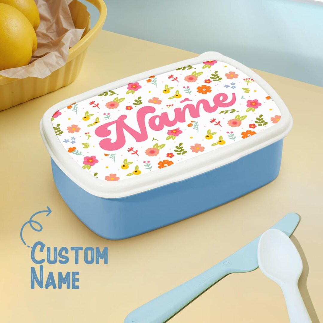Personalized Cute Lunch Box With Name Colourful Flowers Lunch Box ...