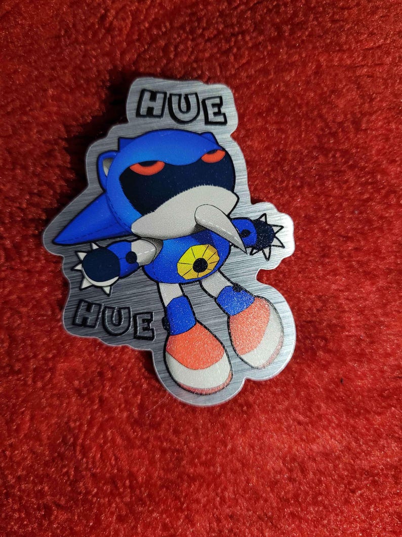 Metal Sonic Plush. Hue Hue. Brushed Silver, Medium Metallic Stickers - Etsy