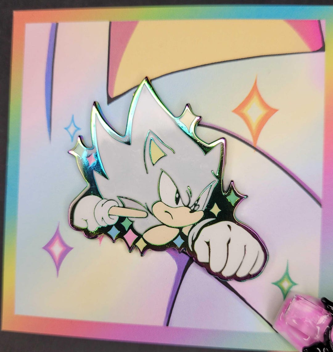 Hyper Sonic, Colour Plated Rainbow Enamel Pin Badge With Shimmering ...