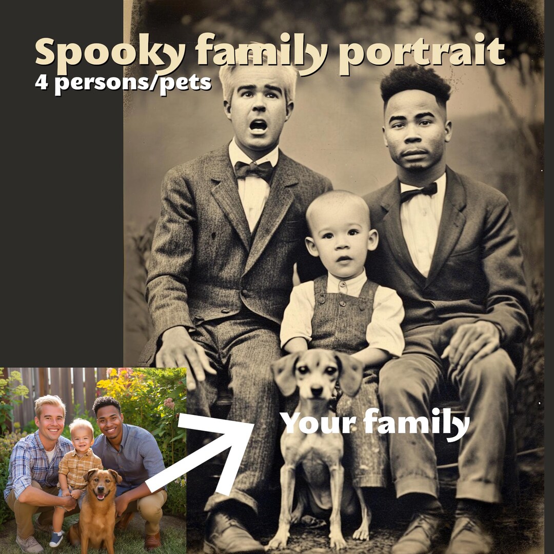 Custom Spooky Family Portrait From Photo Halloween Decor Creepy Vintage ...