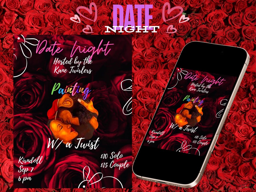 Painting With a Twist Flyer | Date Night Invitation, Fundraising Event ...