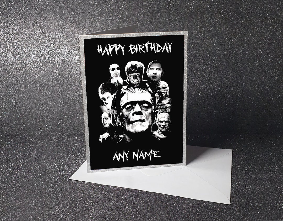 Personalised Horror Icons Birthday Card Horror Birthday Card Vintage ...