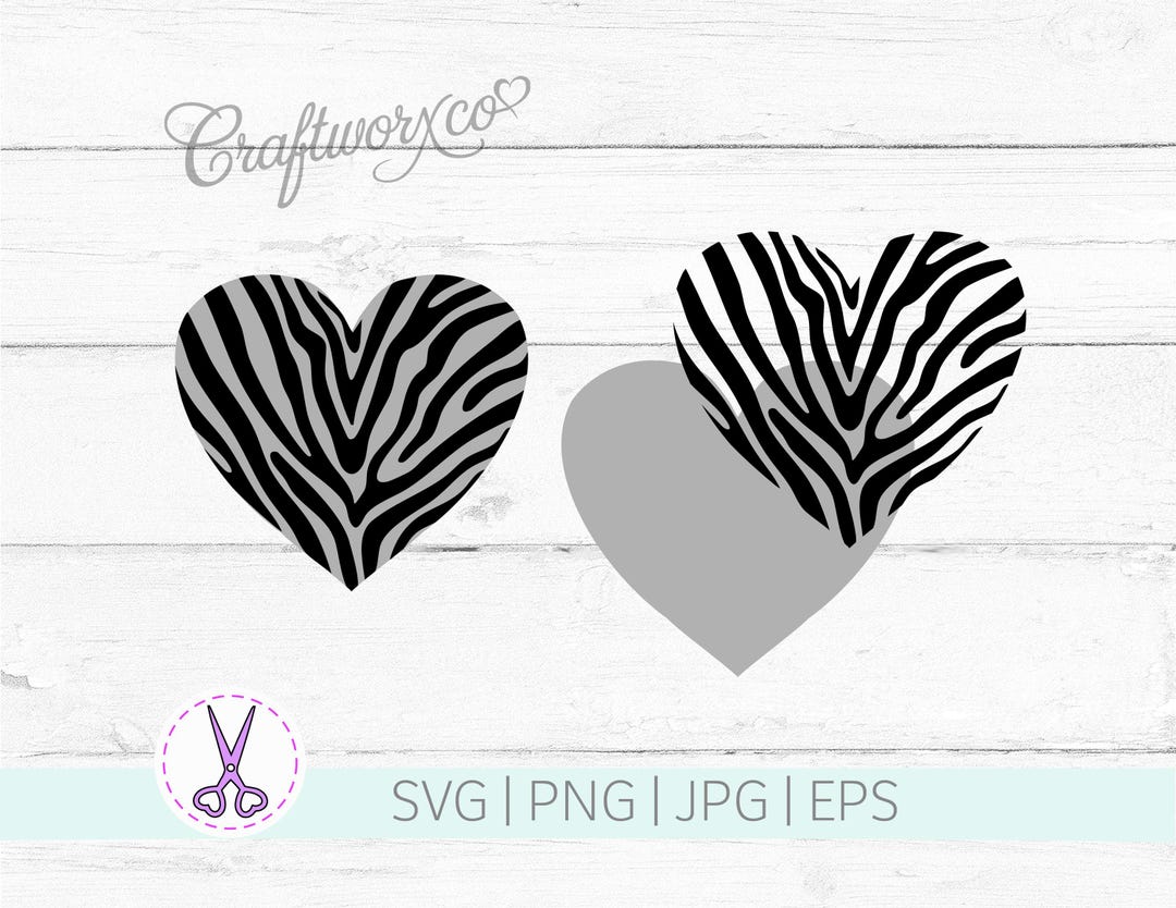 Zebra Print Heart | SVG / PNG | Cut Files | Cricut | Silhouette | Vinyl ...