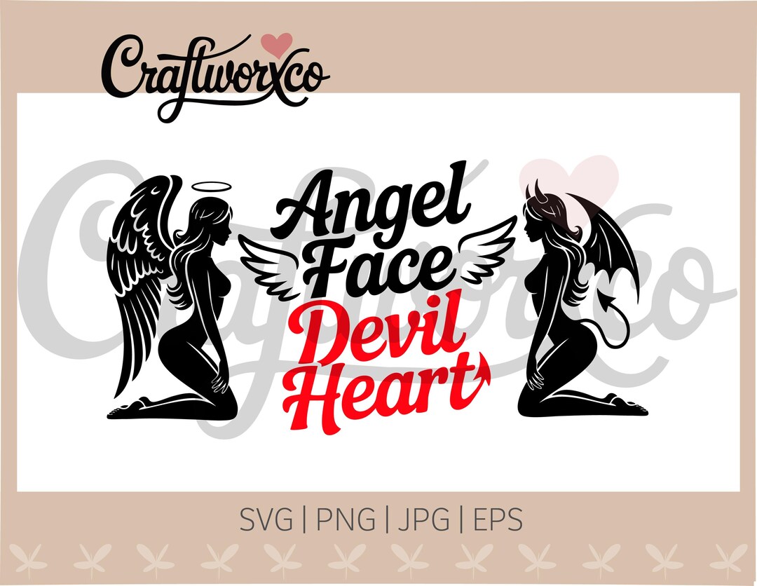 Angel Face Devil Heart | SVG / PNG | Cut Files | Cricut | Silhouette ...