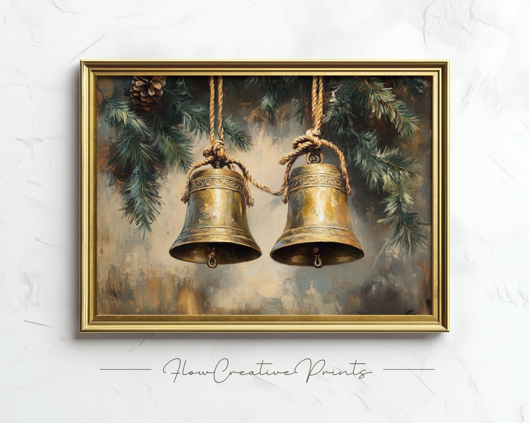 Vintage Brass Bells Christmas Wall Art Printable Poster Downloadable ...