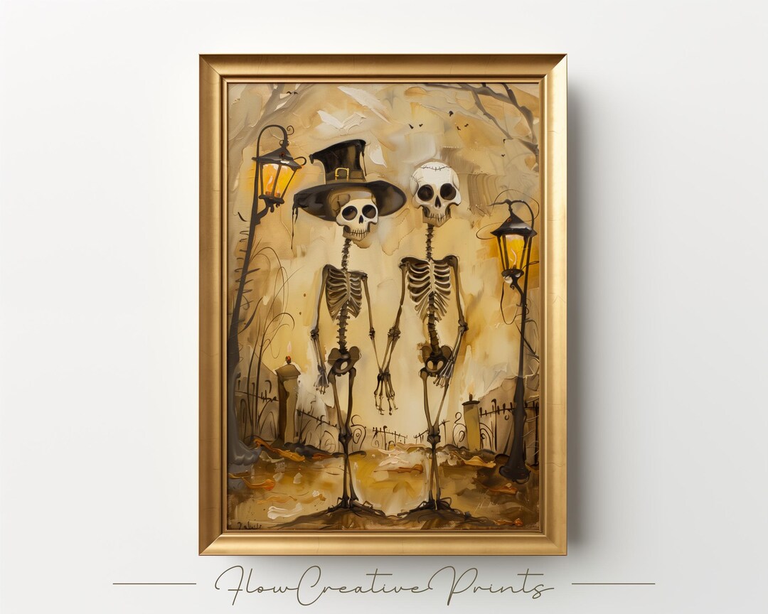 Vintage Skeleton Art Halloween Decor, Quirky and Moody Perfect for ...
