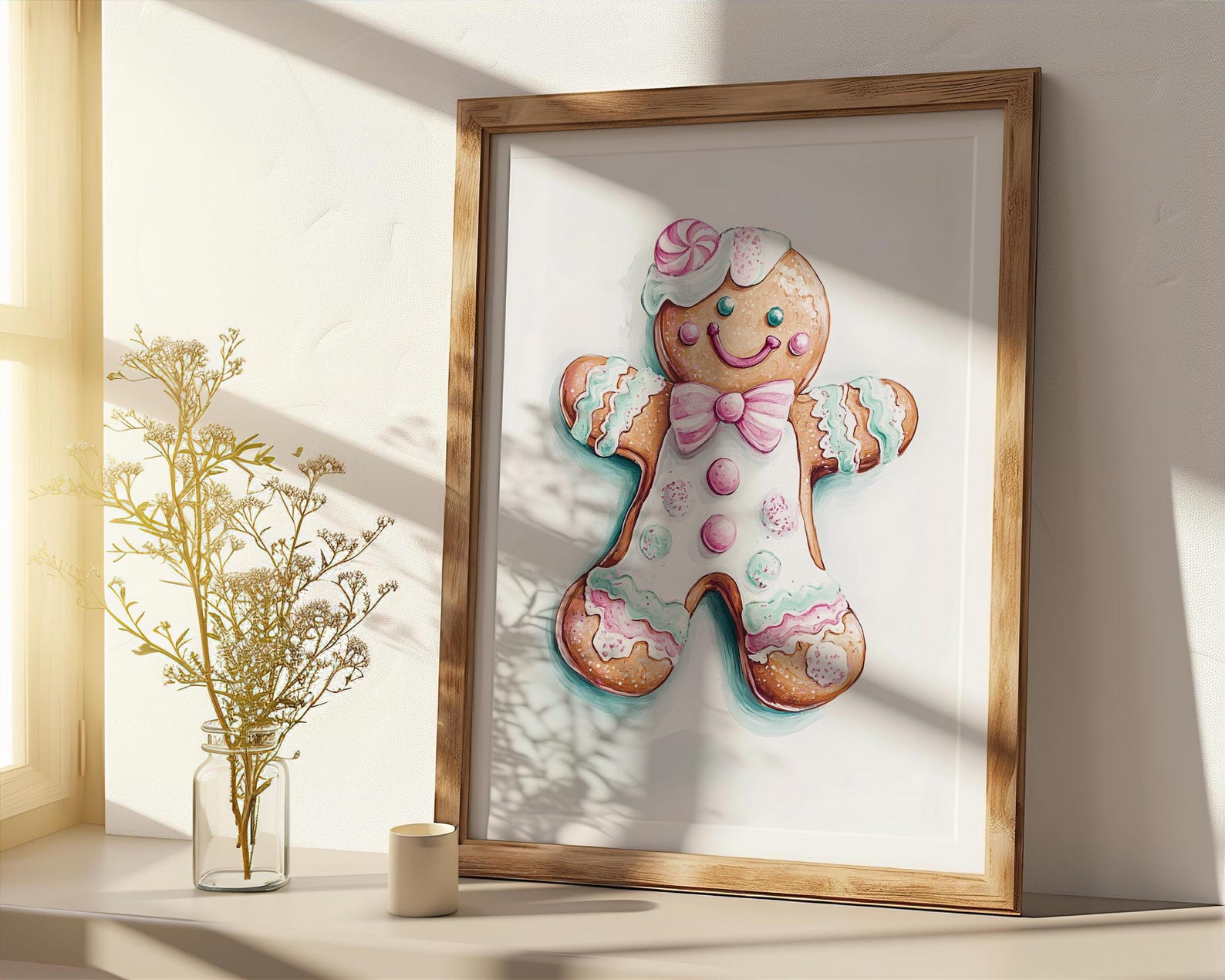 Gingerbread Man Printable Art | Christmas Home Decor | Cottagecore ...