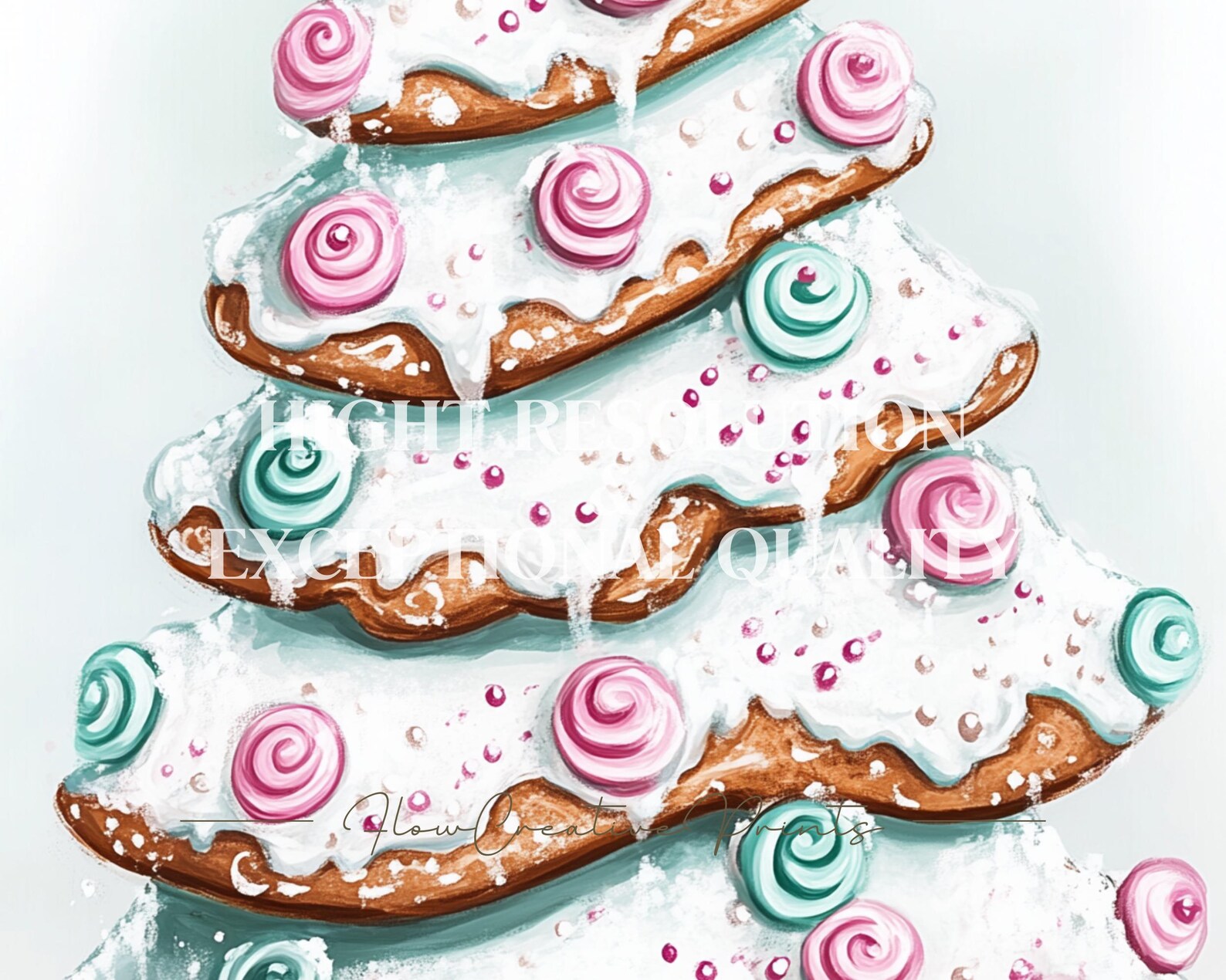 Gingerbread Christmas Art Set | Pastel Cottagecore Holiday Wall Art ...