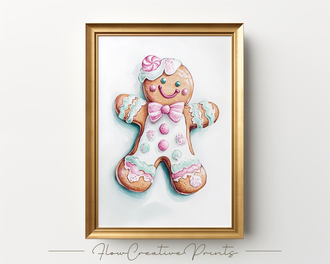 Gingerbread Man Printable Art | Christmas Home Decor | Cottagecore ...