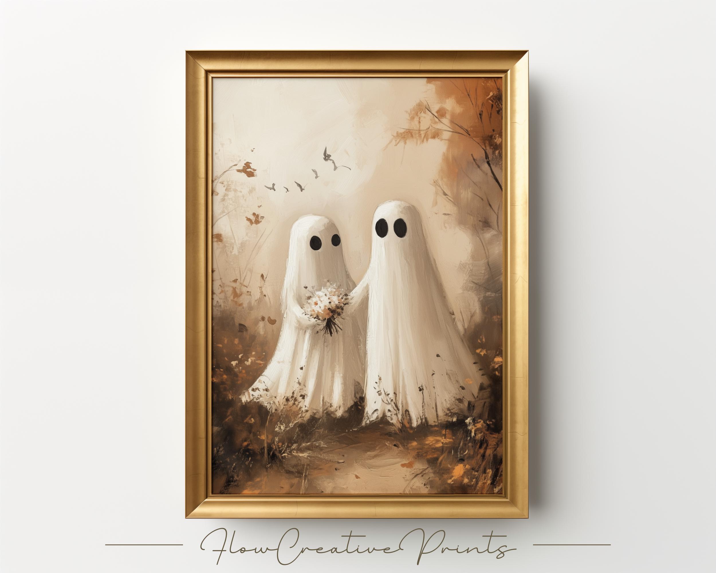 Ghost Couple Wedding Print | Gothic Farmhouse Halloween Decor | Quirky ...