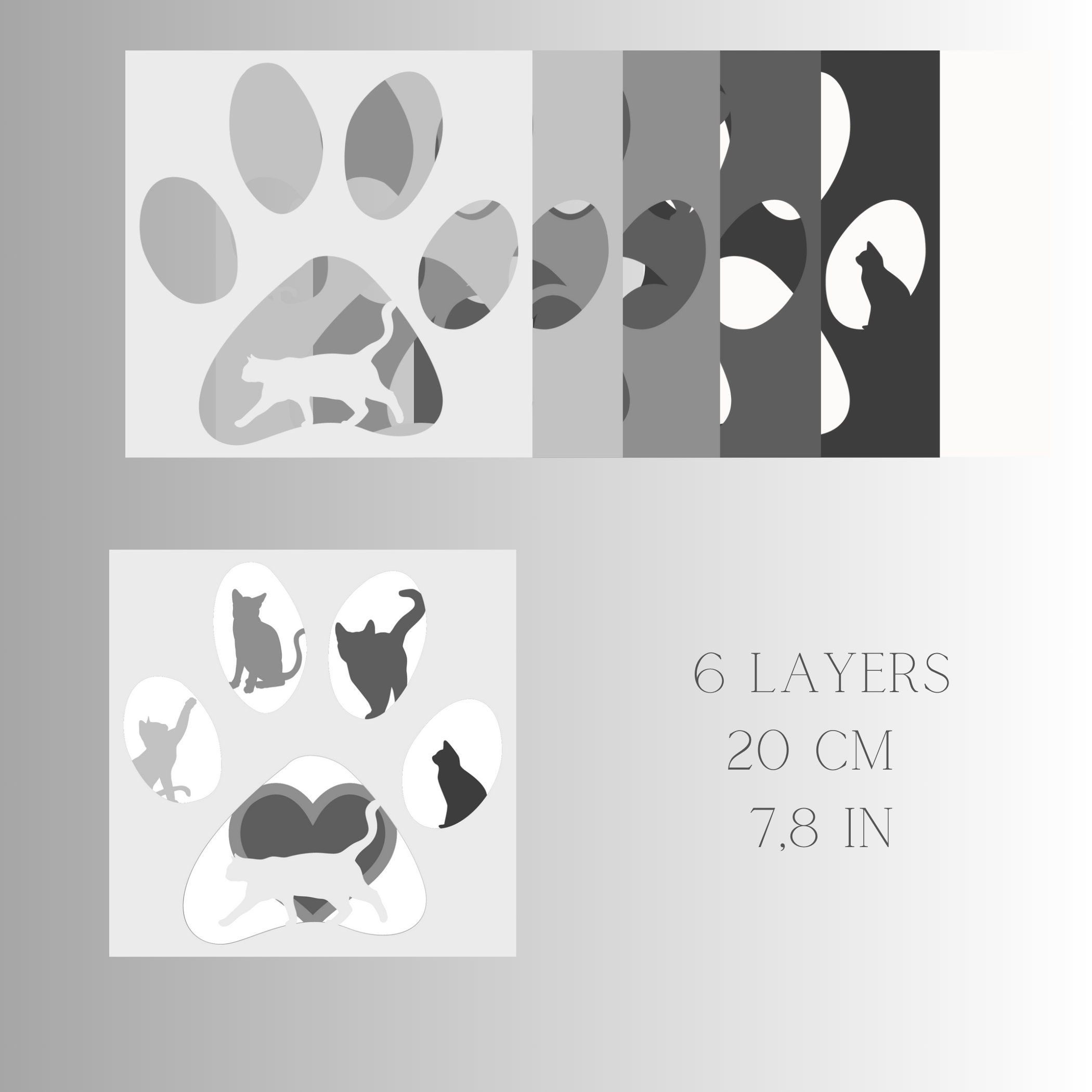 Cat Shadow Box Template Digital Download, DIY Light and Shadow Play, Pet Paw Art for Plotter or ...
