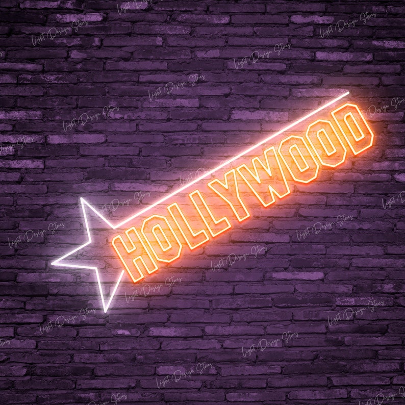 Hollywood Neon Sign, Perfect Office Neon Decor, Home Decoration, Wall ...