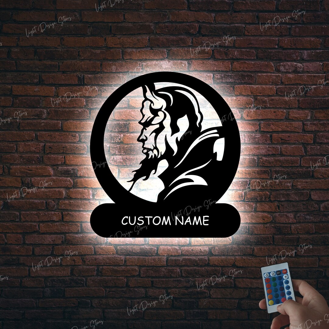 Custom Devil Horns Neon Sign, Demon Horns Led Sign, Demon Skull Wall ...