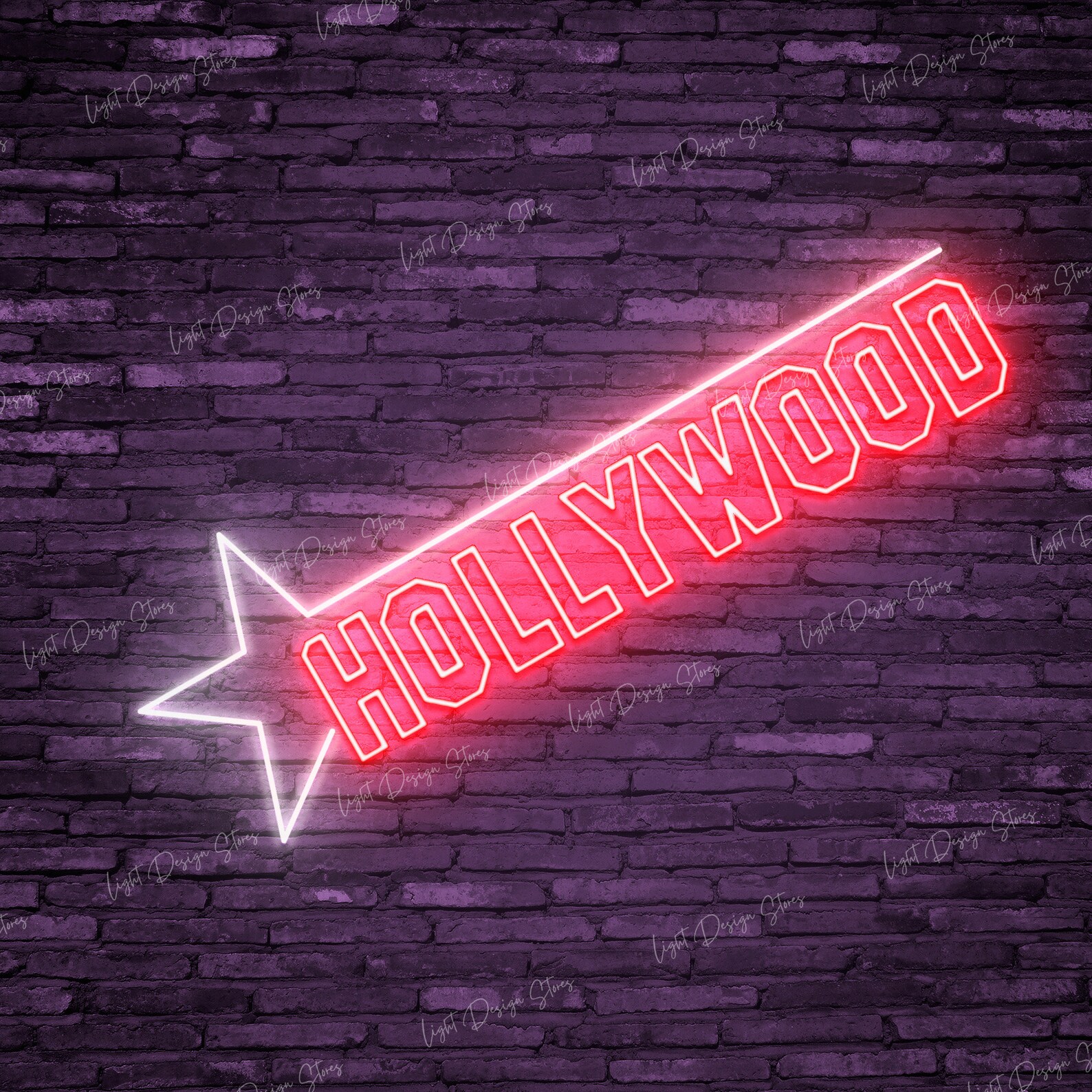 Hollywood Neon Sign, Perfect Office Neon Decor, Home Decoration, Wall ...