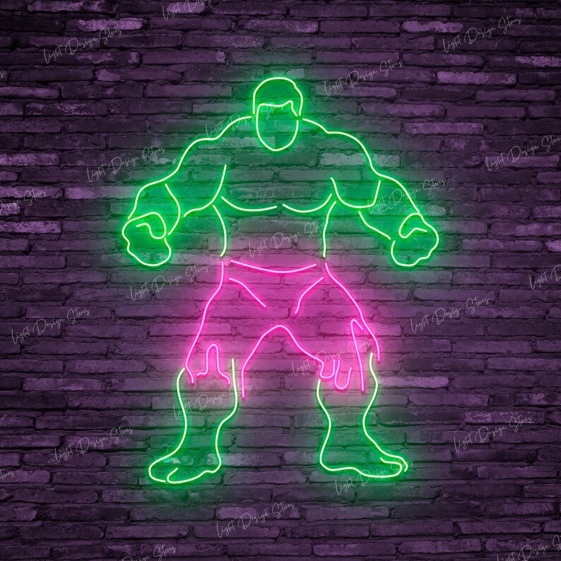 Hulk Neon Sign, Superhero Neon Sign, Superhero Hulk Neon Decor, Custom ...