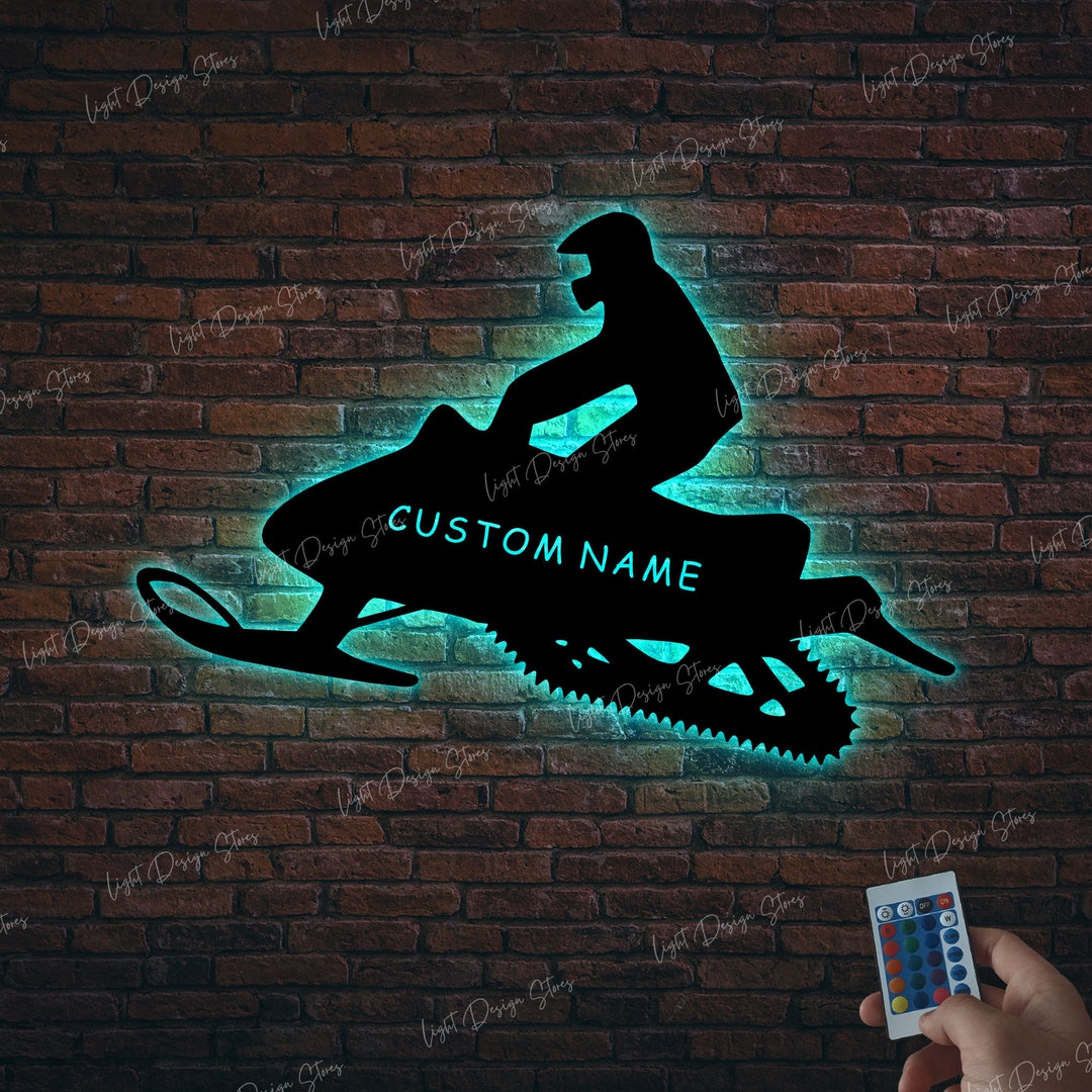 Custom Snowmobile LED Sign, Winter Wood Decor, Adventurous and Frosty ...