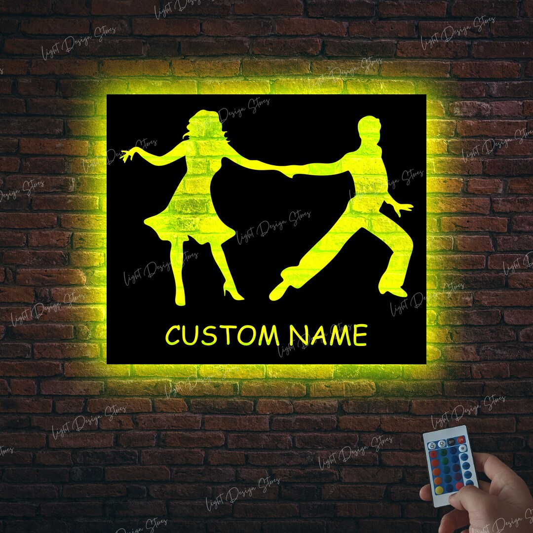 Custom Couple Dancing Wall Art With RGB Color Changing Led, Home Decor ...