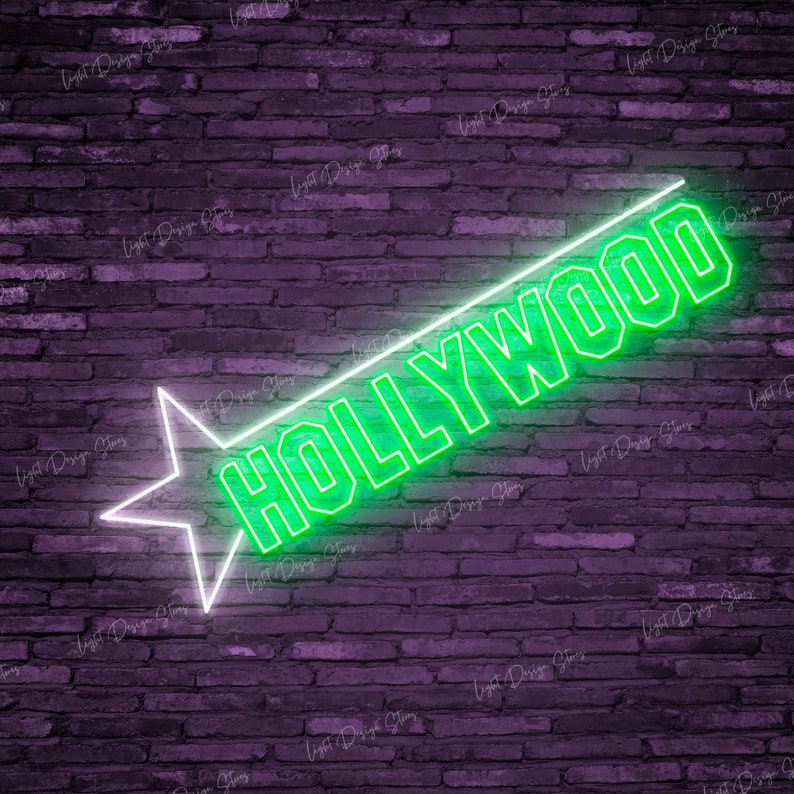 Hollywood Neon Sign, Perfect Office Neon Decor, Home Decoration, Wall ...